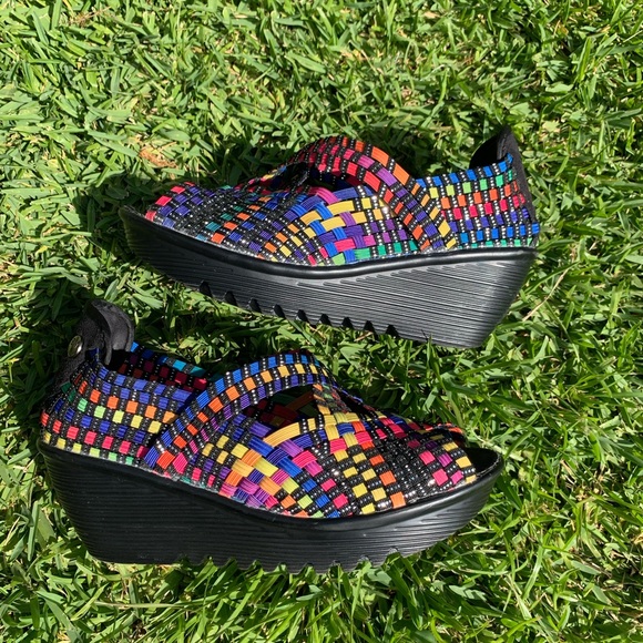 bernie mev. | Shoes | Bernie Mev Multi Colored Black Wedges | Poshmark